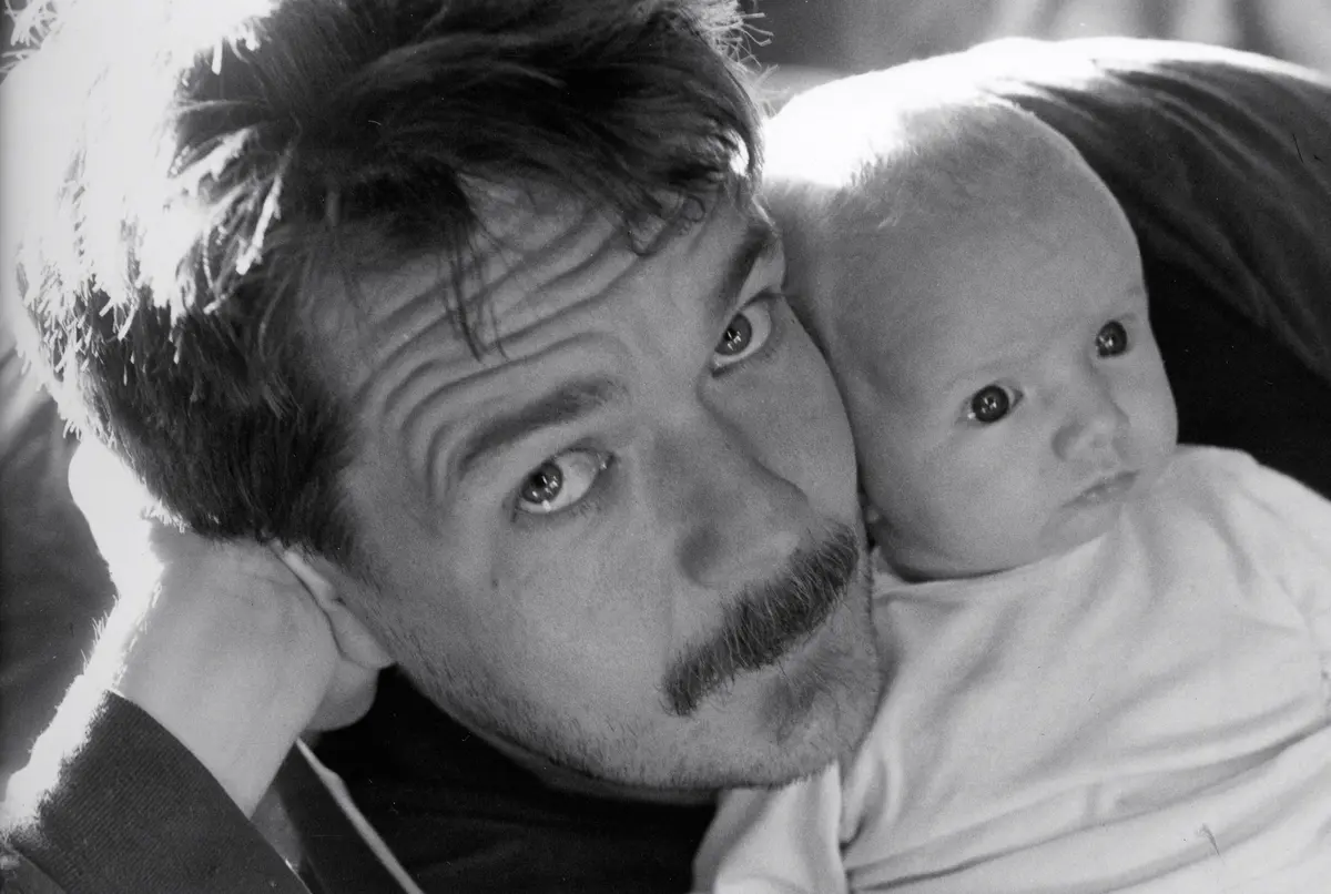 Närbild av Björn Magnus "Manne" Ekman (född 1955) och dottern Emelie ...