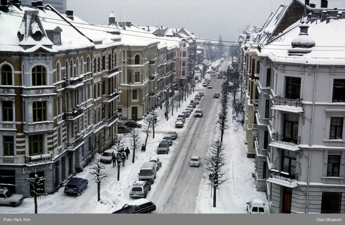 Vinter i Niels Juels gate. - Oslo Museum / DigitaltMuseum