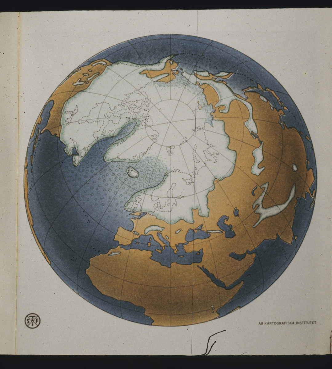 Kart som viser jorden. Den siste istid. Isens største utstrekning ...