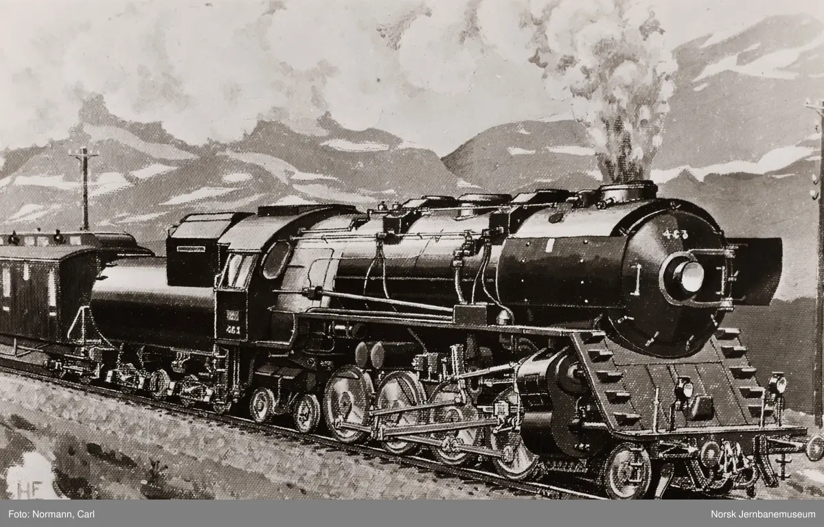 Tegning av damplokomotiv type 49a nr. 463 DOVREGUBBEN -#N# Norsk ...