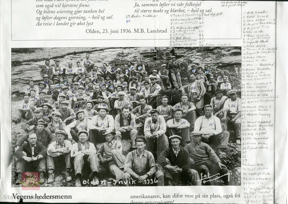 Ein traust arbeidsgjeng på veganlegget Olden-Innvik i 1936 - Norsk ...