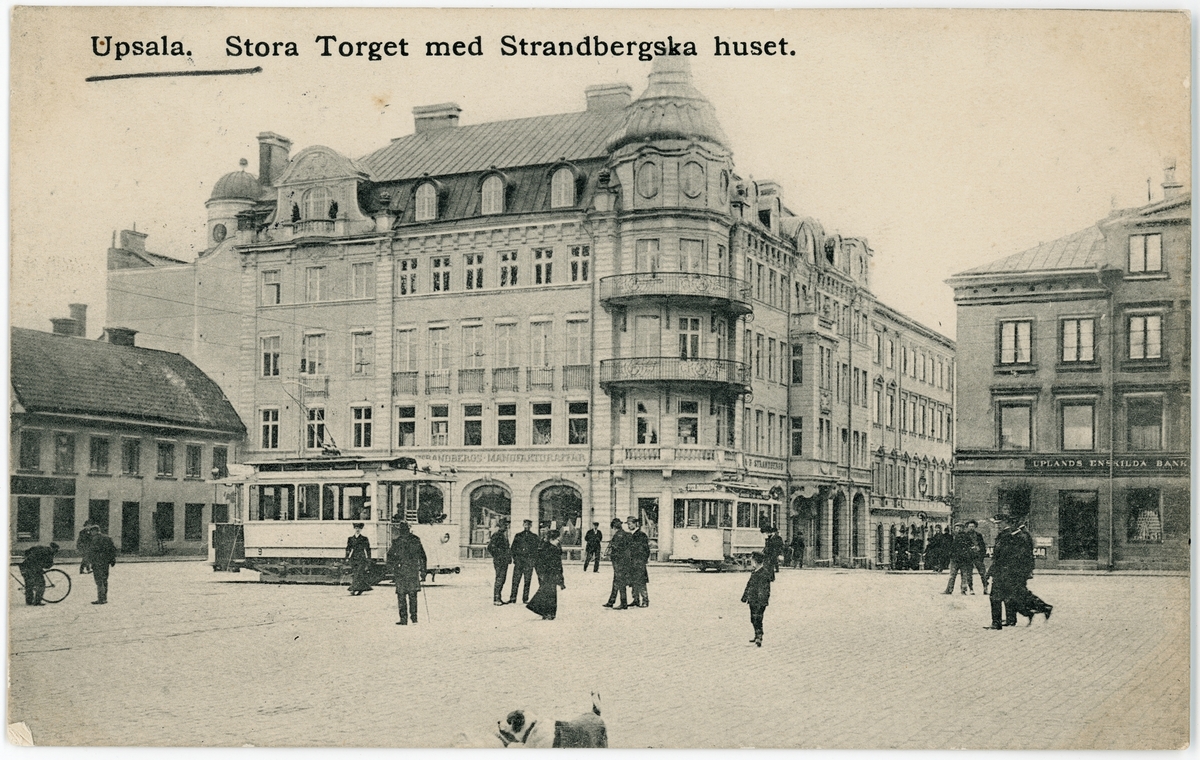 Vykort - Stora torget med Strandbergska huset, Uppsala - Upplandsmuseet ...