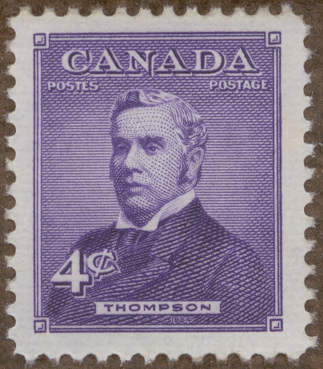 Frimärke med motiv av David Thompson, 1770-1857, pälsjägare ...