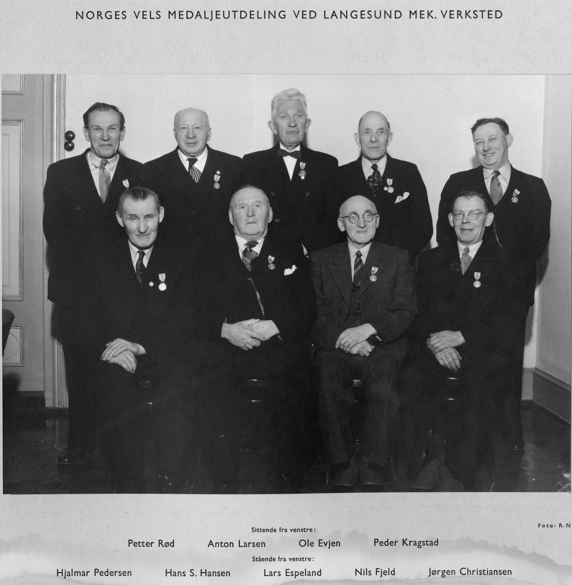 Utdeling av Norges Vels Medalje ved Langesunds Mekaniske Verksted ...