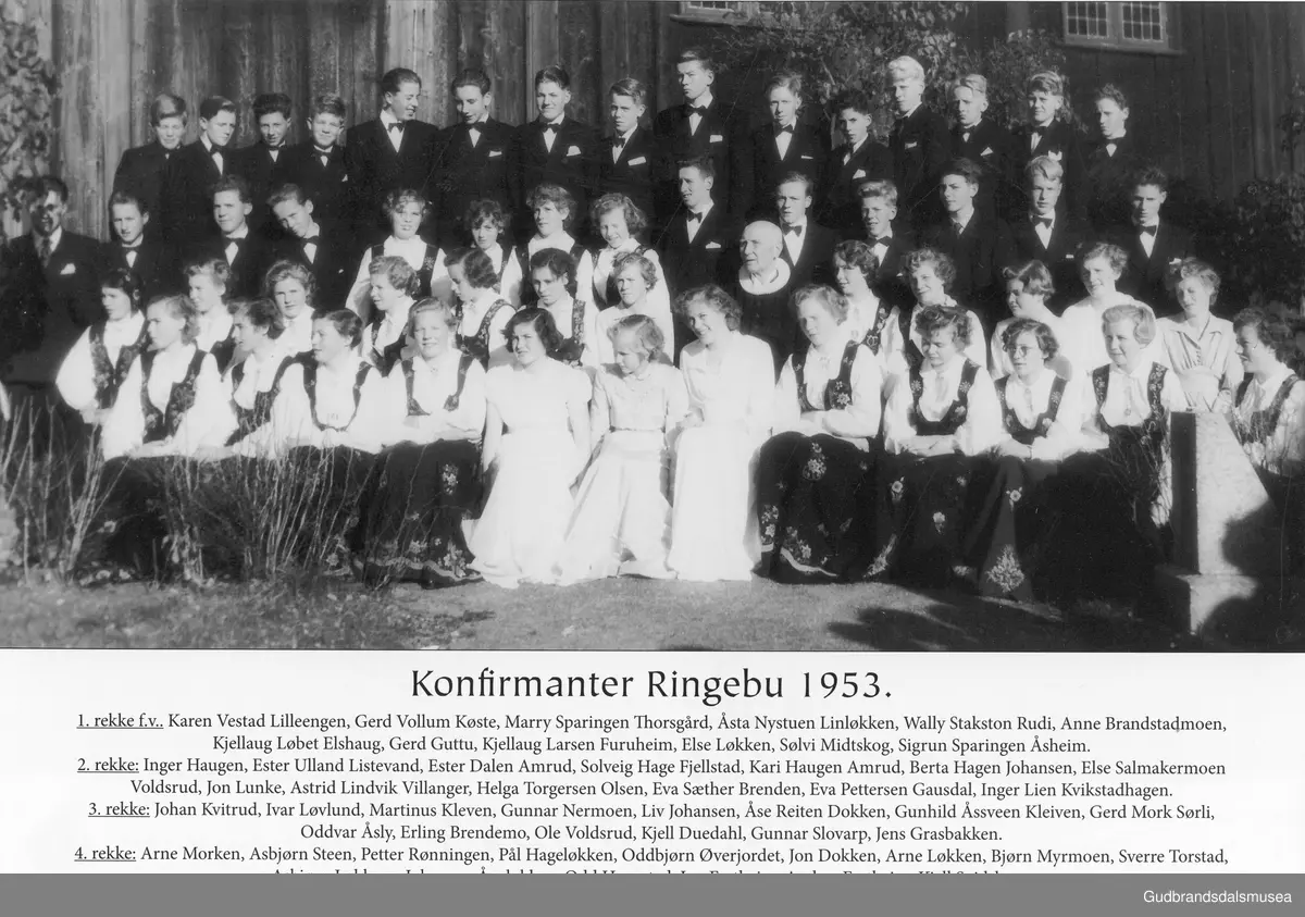 Konfirmanter Ringebu 1953. - Gudbrandsdalsmusea / DigitaltMuseum