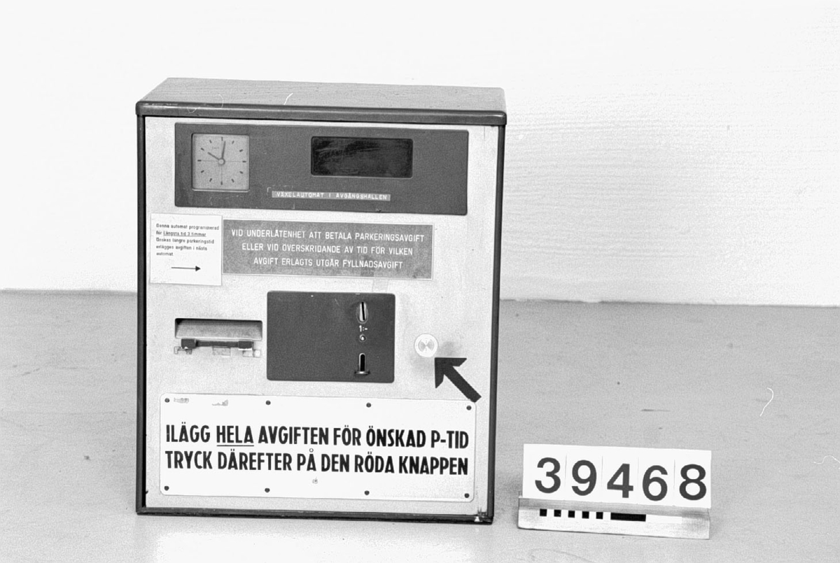 Biljettautomat, parkeringsbiljett - Tekniska museet / DigitaltMuseum