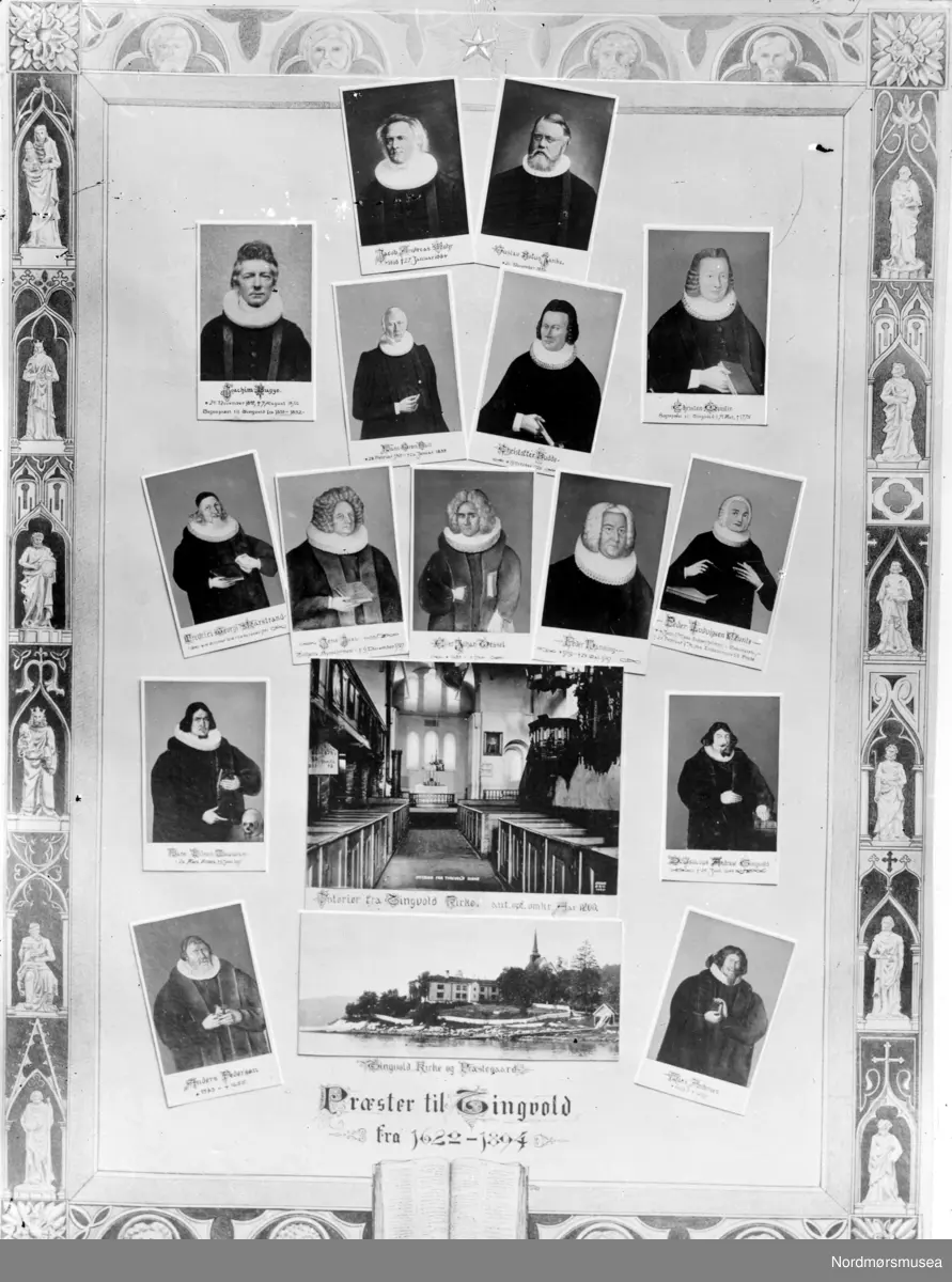 ";Præster til Tingvold";. Samling av bilder/maleri med navn av 15 ...