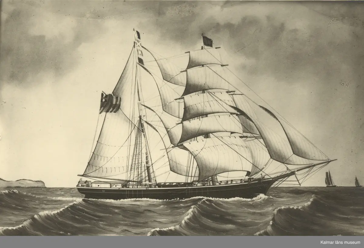 Skonert från Figeholm, kapten Olof Wingren. Original målning i Figeholm ...