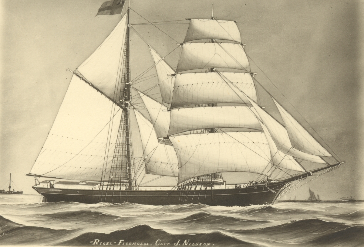 Skonert från Figeholm, kapten J.Nilsson. Original målning i Figeholm ...