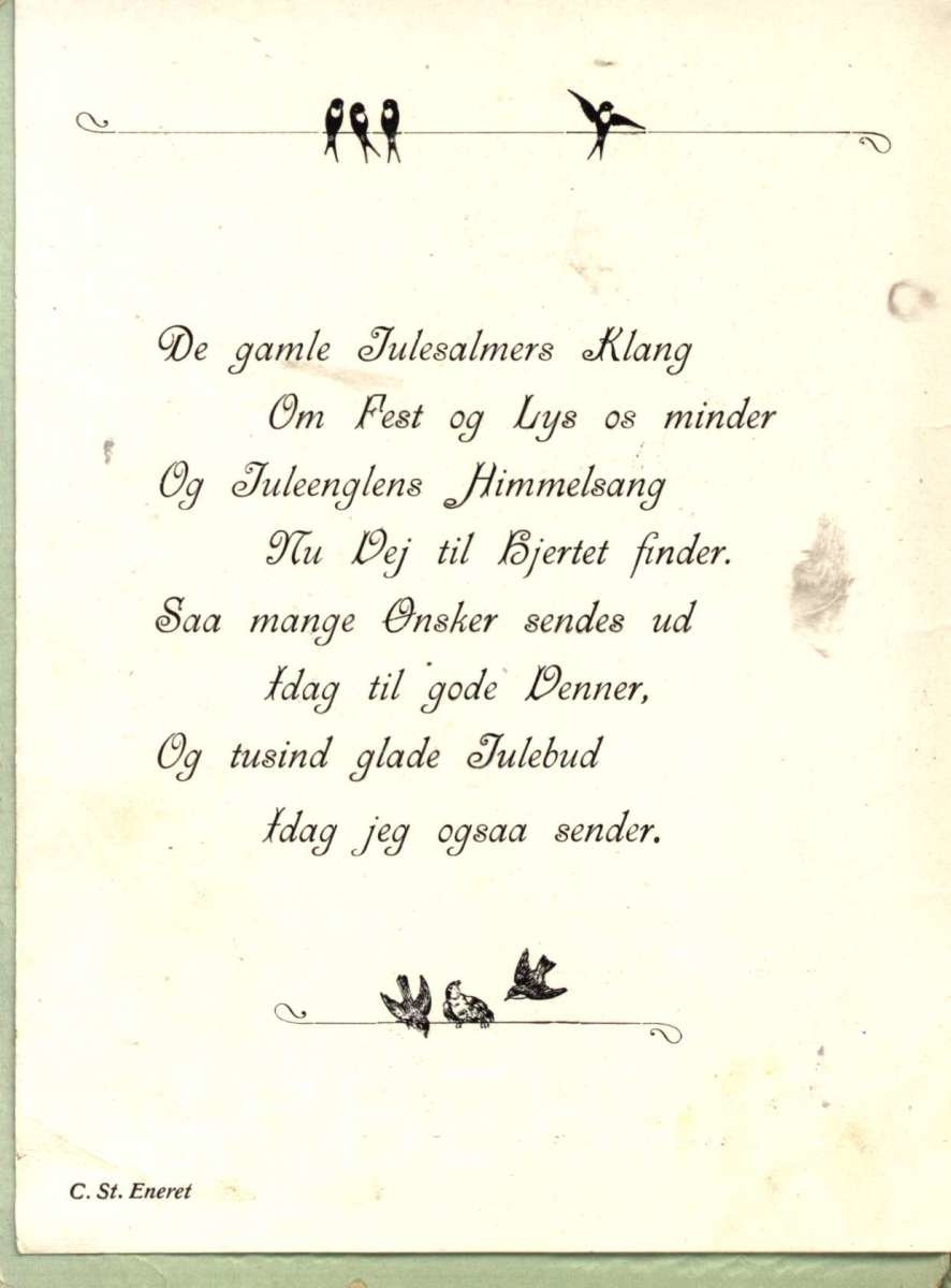 Julekort. Julehilsen. Blomstermotiv. - Norsk Folkemuseum / DigitaltMuseum