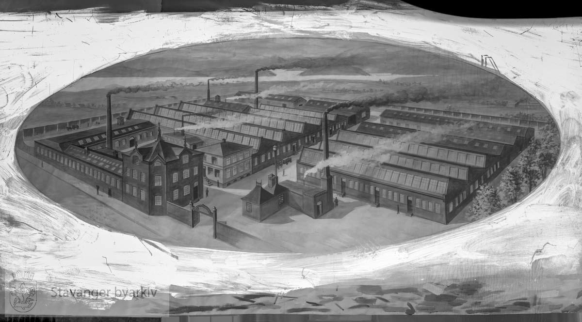 Tegning av fabrikk - Stavanger byarkiv / DigitaltMuseum
