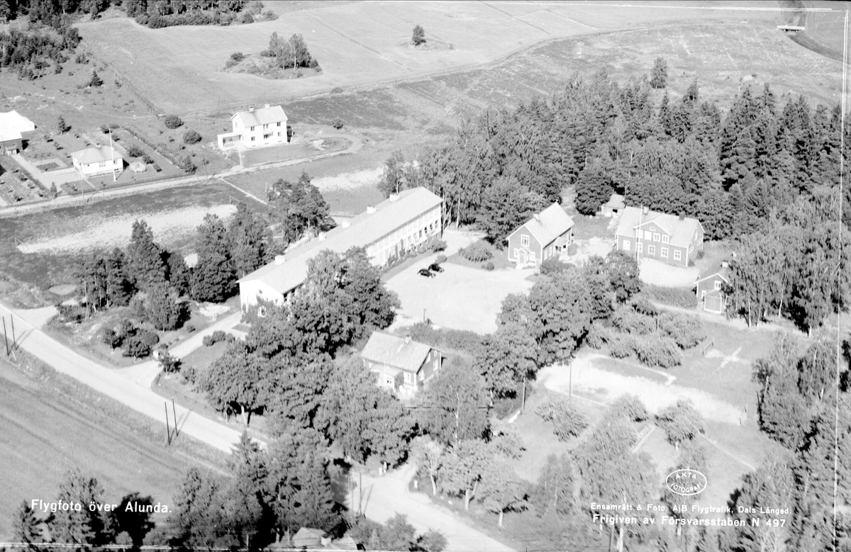 Flygfoto över Alunda, Uppland 1952 - Upplandsmuseet / DigitaltMuseum